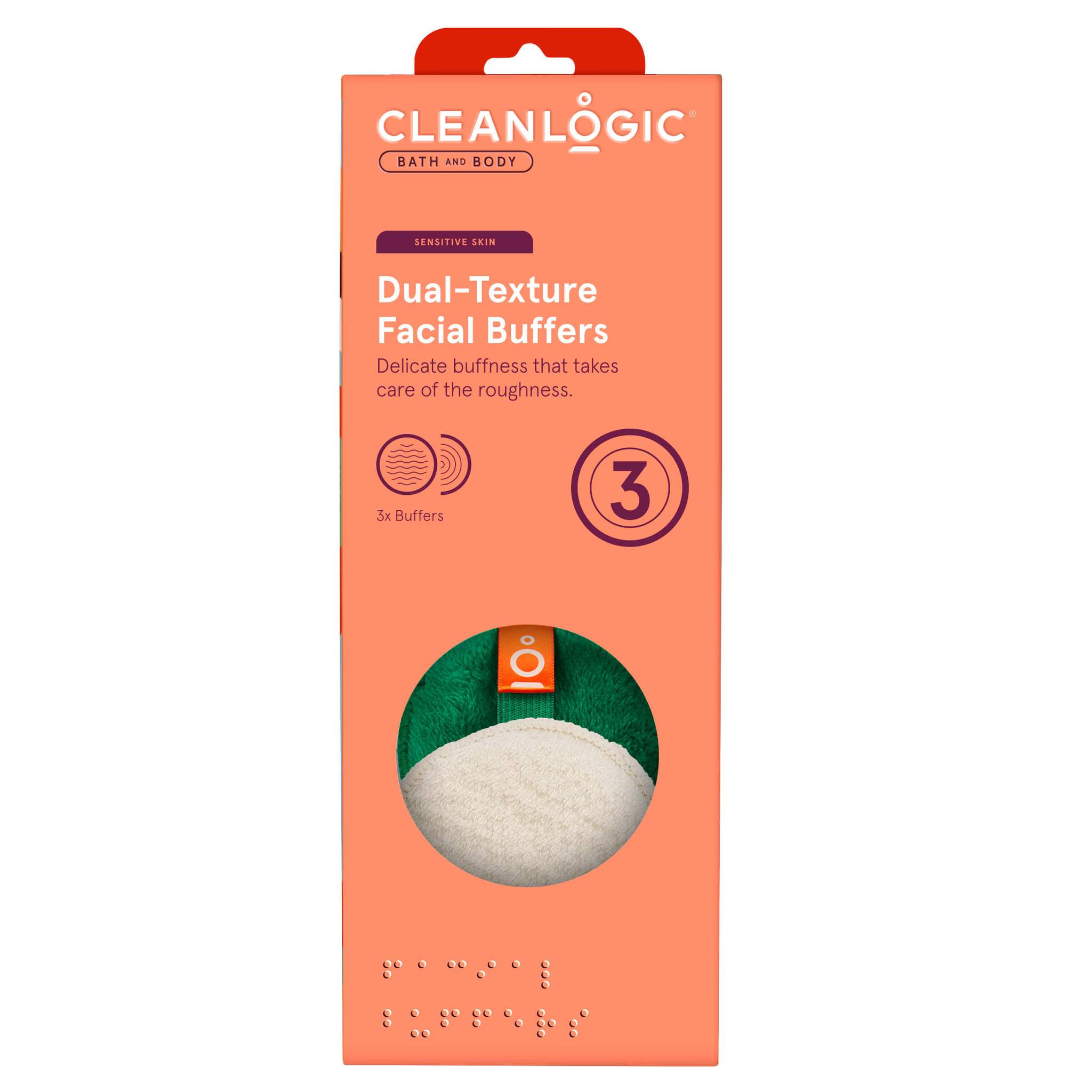 CLEANLOGIC BATH & BODY DUAL-TEXTURE FACIAL BUFFERS – SENSITIVE SKIN 3 ...